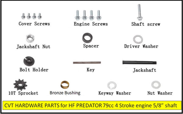CVT PARTS KIT for HF Predator 79cc engine CVT Transmission | GruBee Inc
