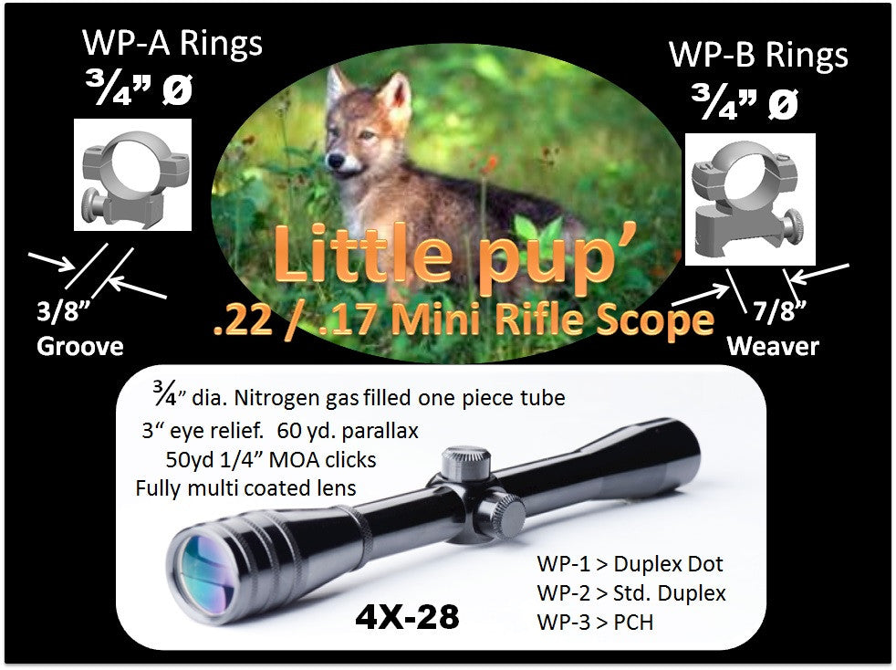Baby Redfield Replacement > WP-3A 3/4" WolfPup 4X PCH, scope includes ...