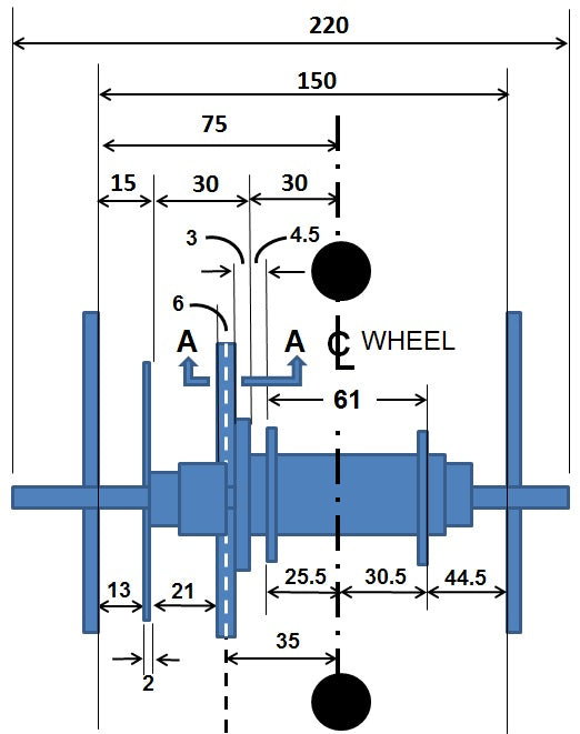 35-1 metric threaded Hub for Disc Brake Attachment on HD AXLE | GruBee Inc