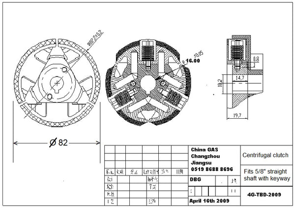 Centrifugal Clutch assembly for the old GruBee 4G-D & #2 Transmissions ...