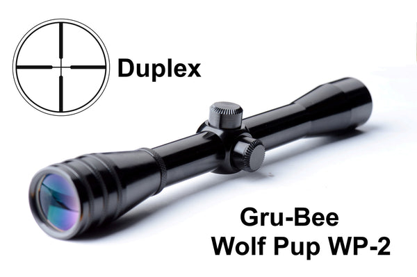 Gru-Bee WolfPup 4X Duplex Scope with Rings and lens covers | GruBee Inc